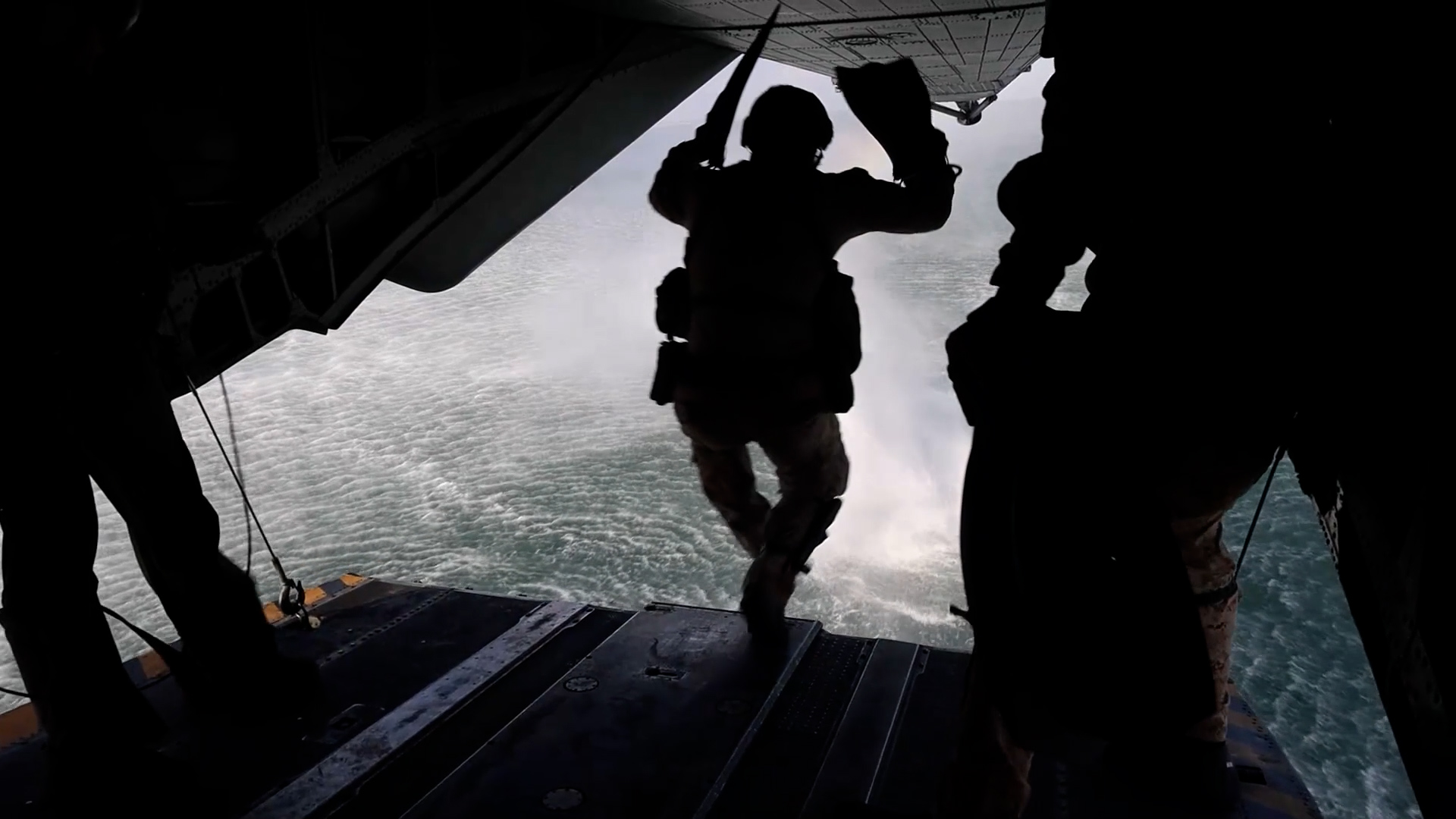 U.S. Marines Jumping Out of Plane - Helocast Training