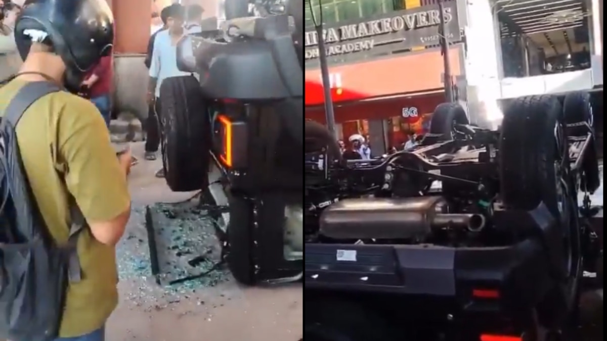 WATCH: Delhi Couple's Brand New Thar Crashes Out Of Showroom's First ...