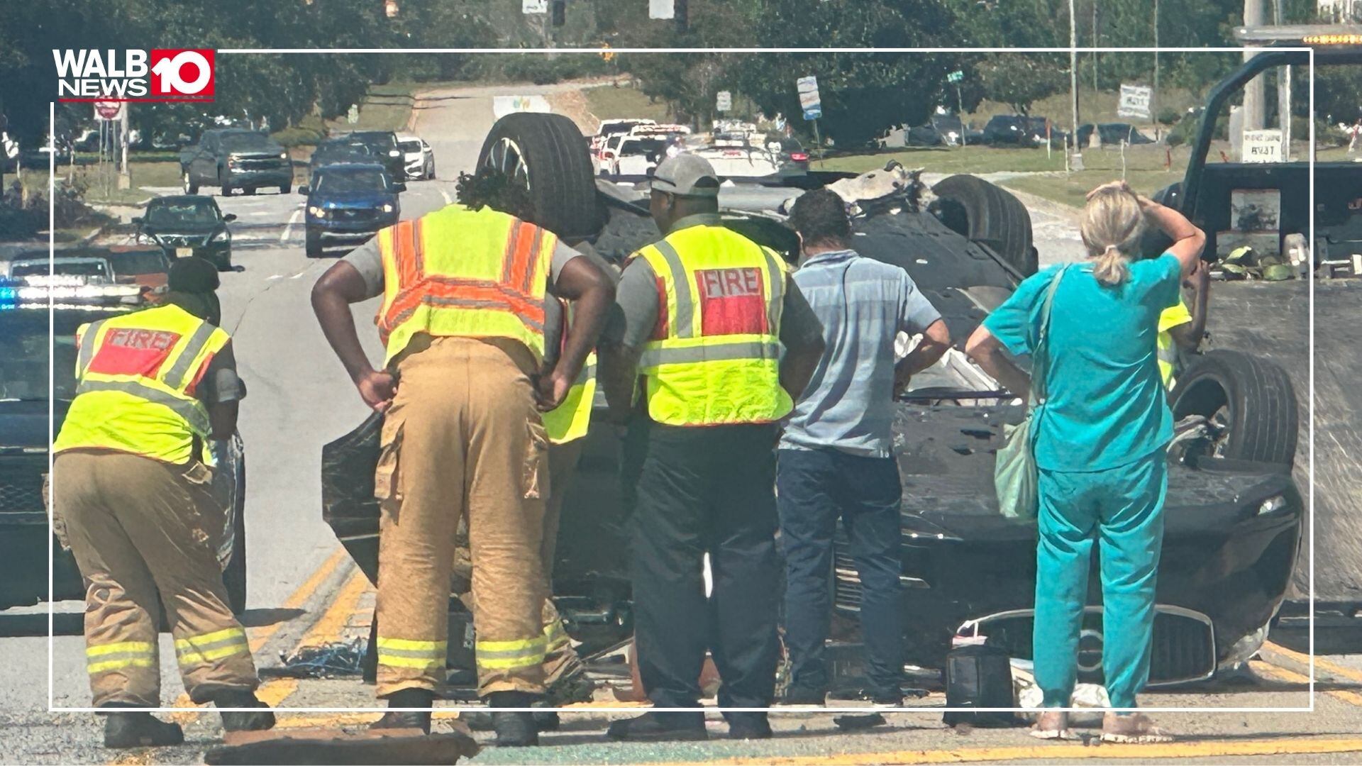 Vehicle overturns in crash on Nottingham