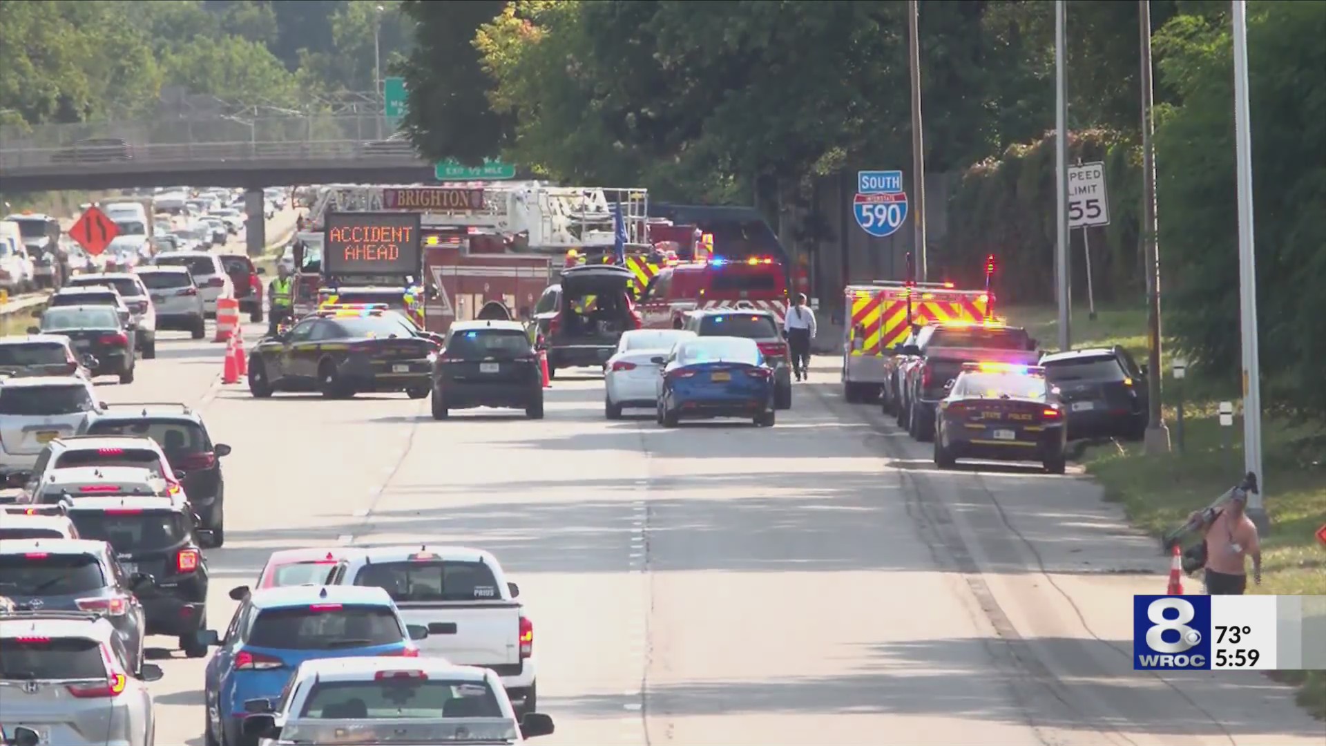 Fatal crash involving garbage truck and car on 590 South