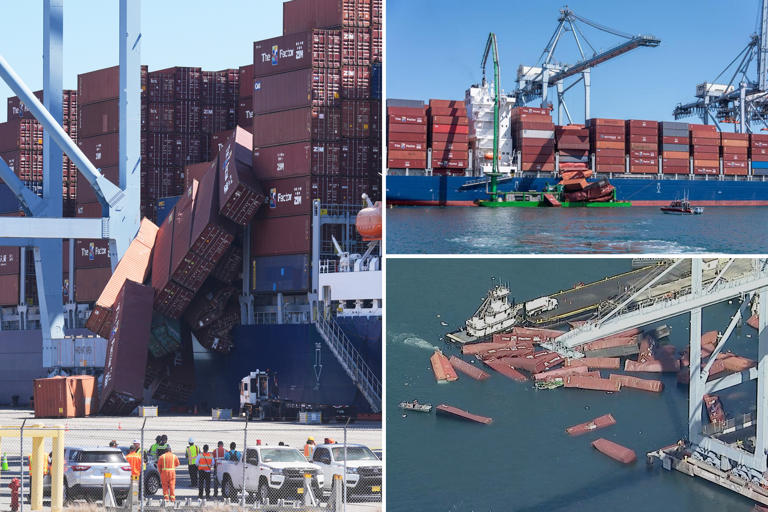 Over 60 shipping containers tumble off boat and crash into Long Beach port