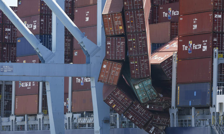 Chaos at massive cargo port in Los Angeles as dozens of shipping ...