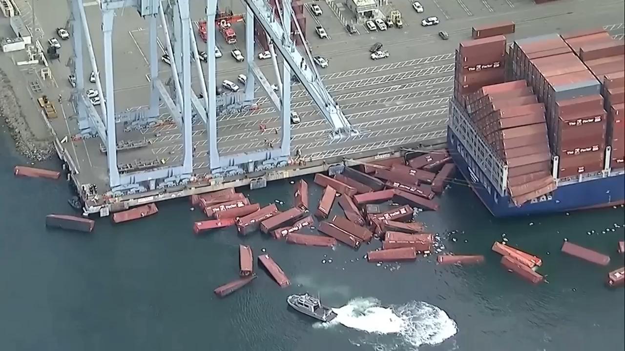 More than 60 containers fall off ship in Long Beach port