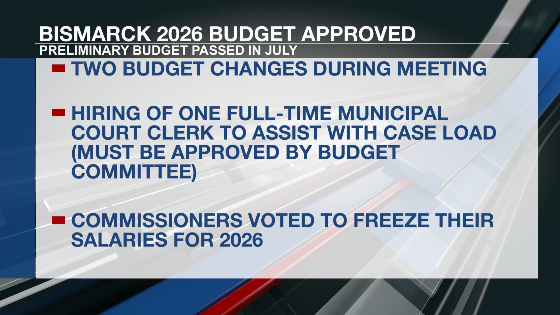 Bismarck City Commission approves amended 2026 budget