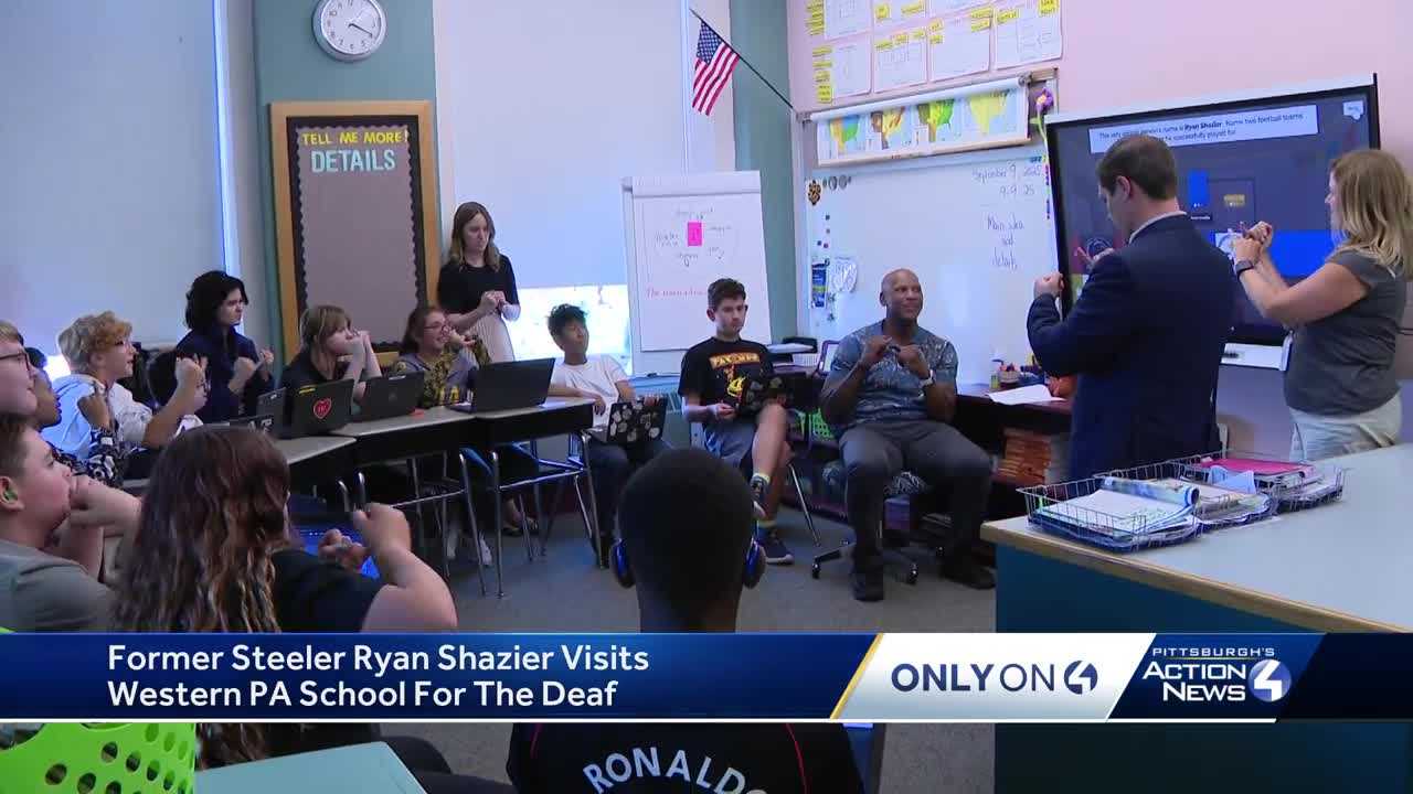 Ryan Shazier visits students at Western Pennsylvania School for the Deaf
