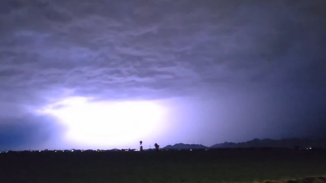 Approaching monsoon storm lights up Arizona, USA