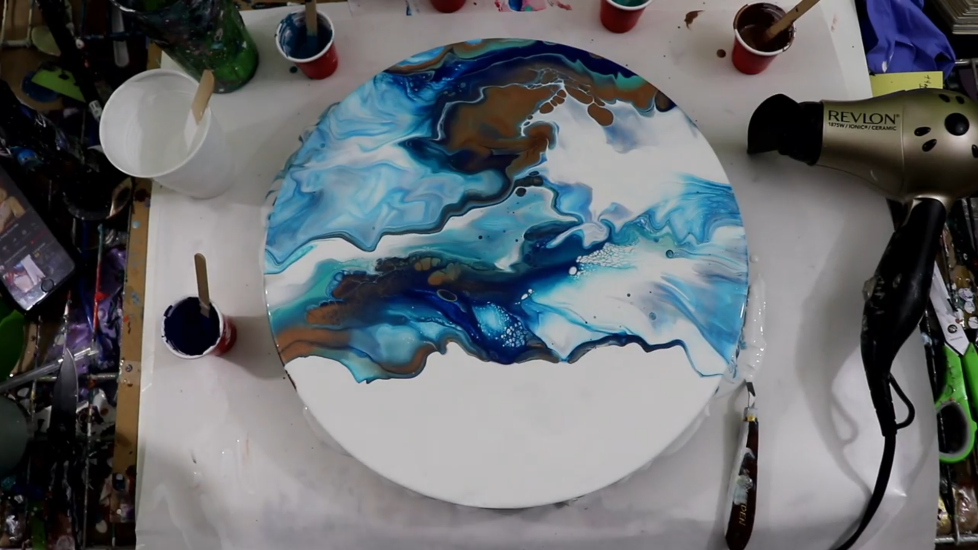 Dutch Pour Fluid Art with Ocean Colors | Acrylic Pouring Video