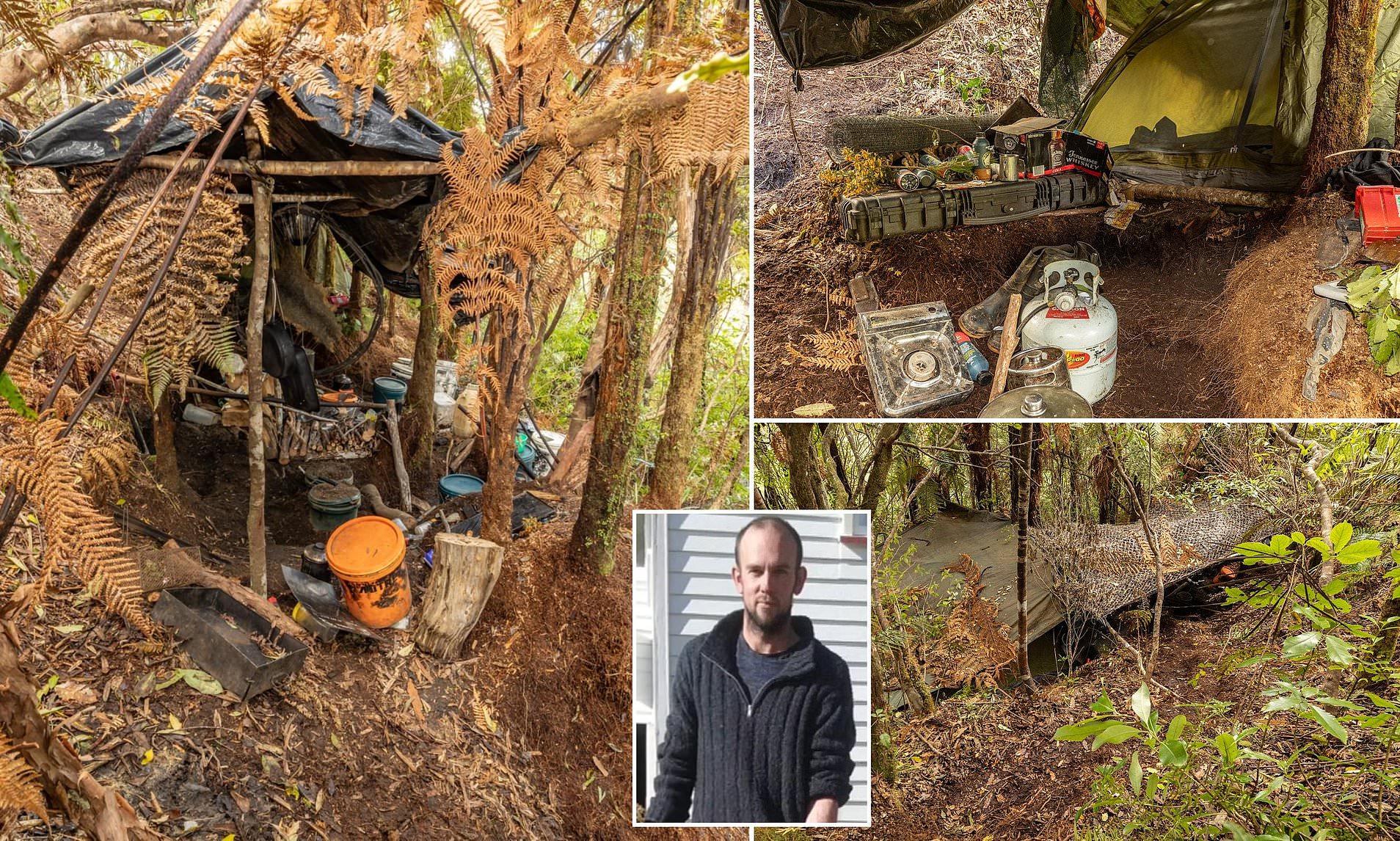Inside the rudimentary campsite used by fugitive father Tom Phillips ...