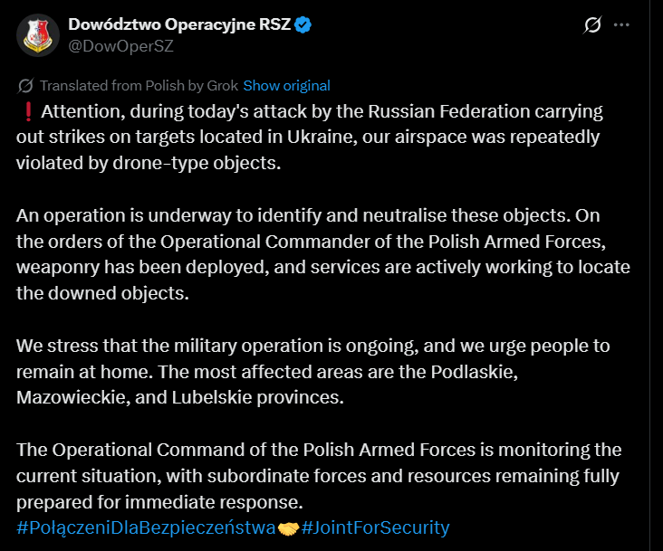 'Airspace repeatedly violated': Poland shoots down Russian drones; key ...