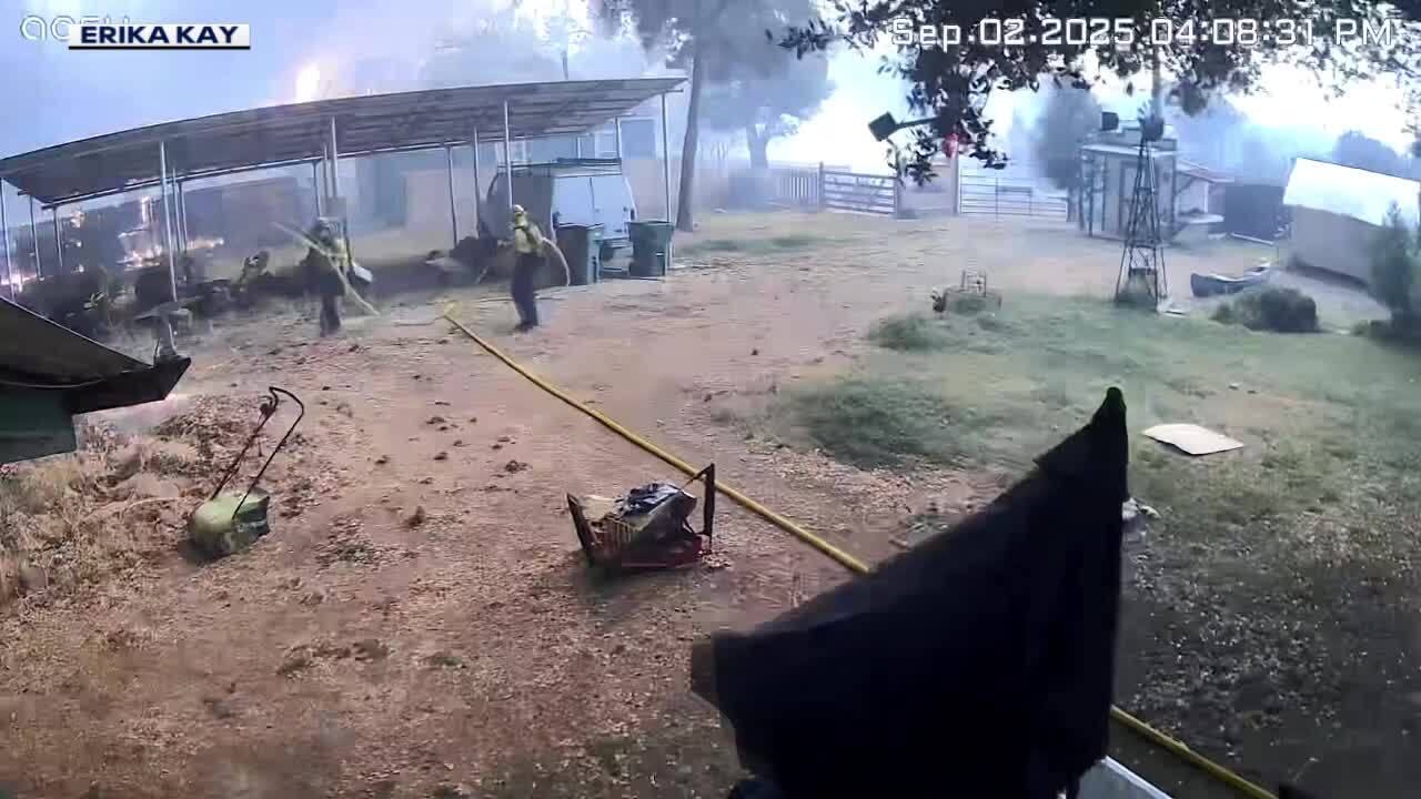 Video shows firefighters narrowly escaping disaster and ranch surviving ...