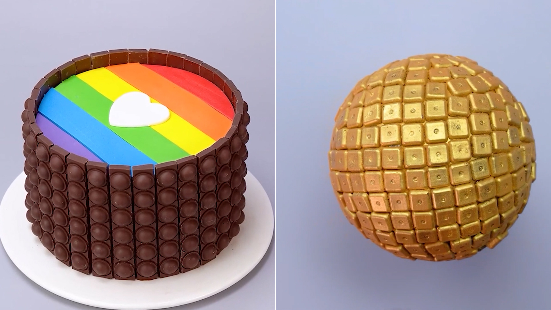 Rainbow Chocolate Cake and Golden Sphere Cake