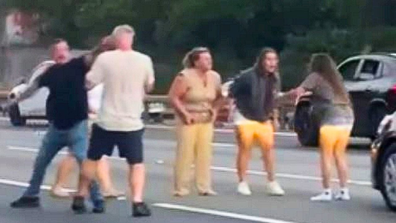 Woman drags motorist out of car by hair as six people filmed in "road ...