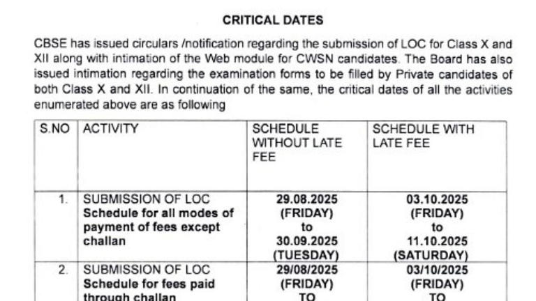 CBSE Board Exams 2026: Board Announces Important Dates For Class 10 And ...