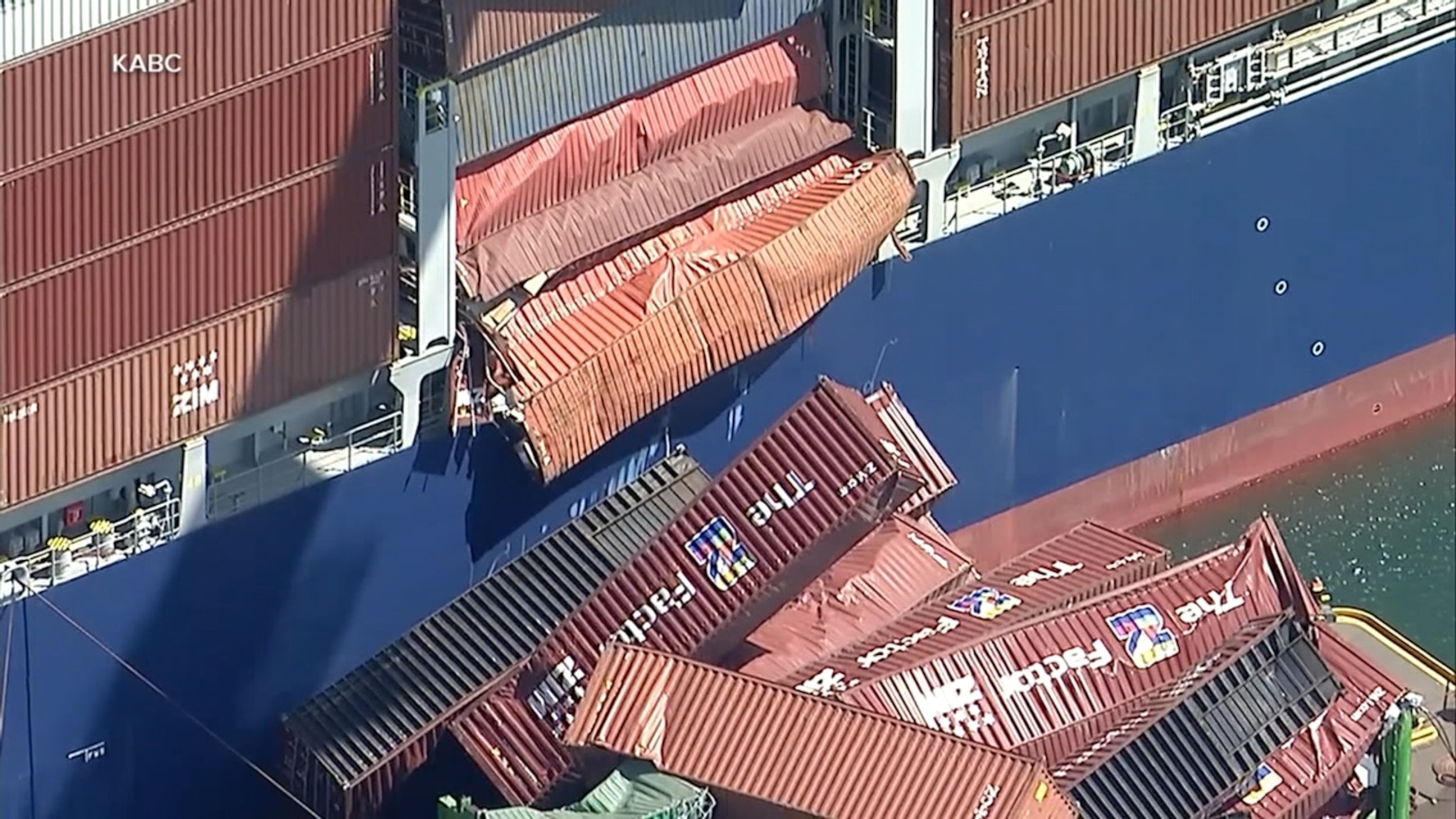 Dozens of shipping containers fall off cargo ship