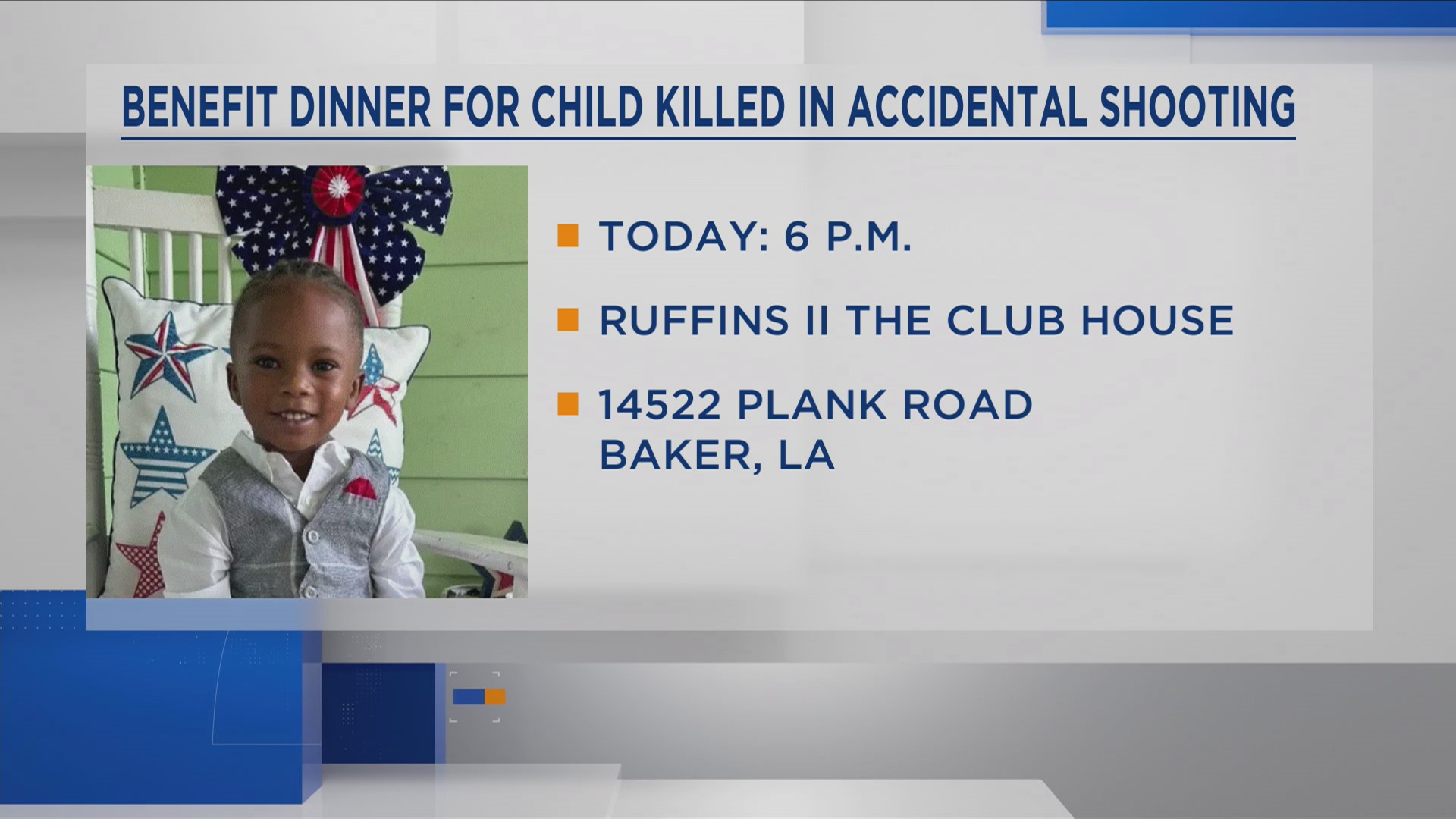 Benefit dinner to support family of 3-year-old killed in accidental ...