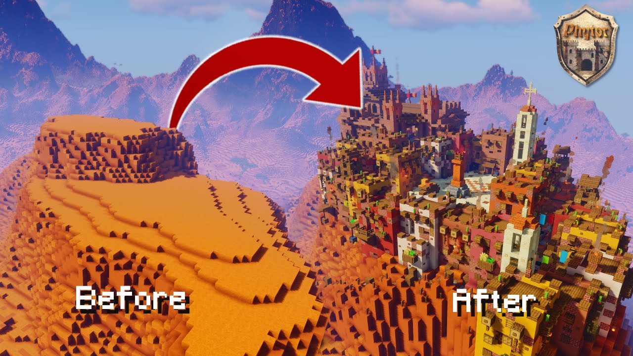 Minecraft: Mesa Hill Village and Castle Build