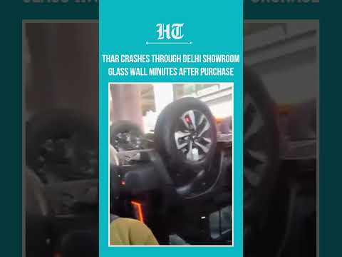 Mahindra Thar Accident in Delhi: Brand New Thar Crashes Into Glass Wall ...