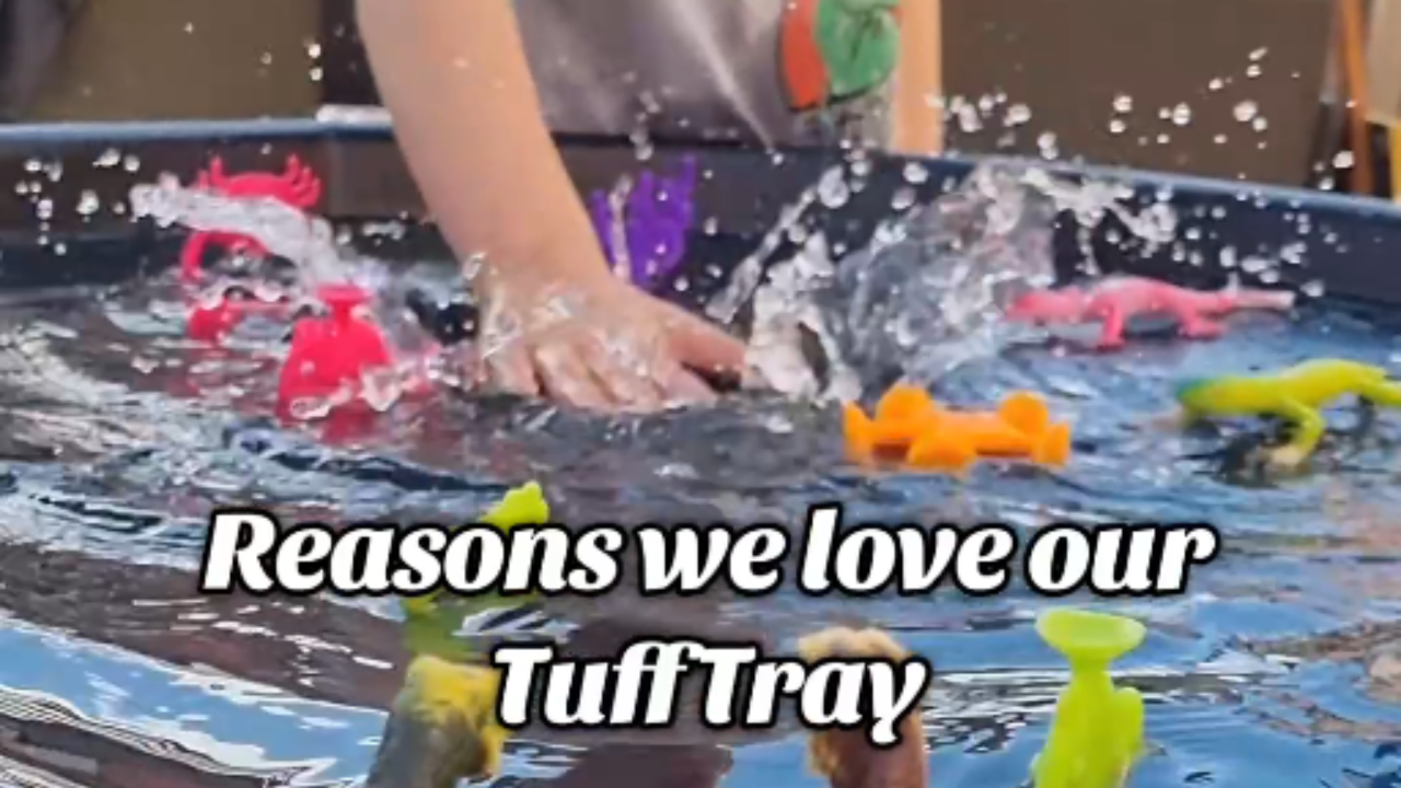 Autistic boy finds joy in sensory water play with new tuff tray