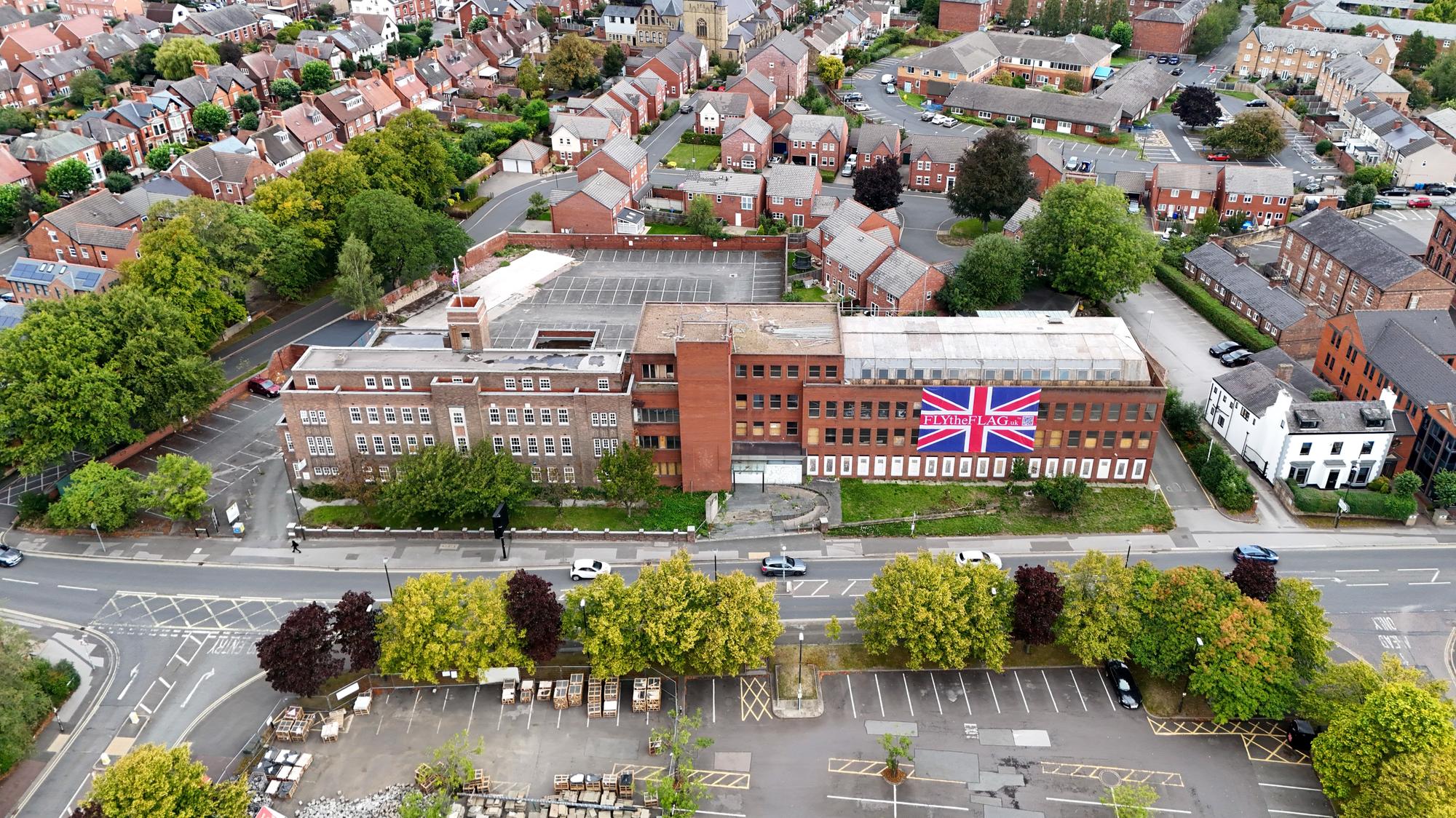 Giant Union Jack flag “advertisement” must come down, says Chesterfield ...