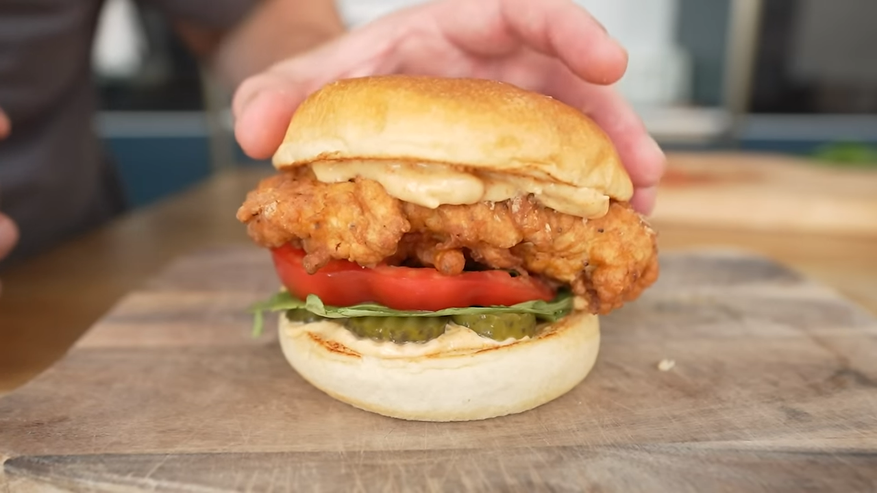 Crispy Pickle-Brined Chicken Burger