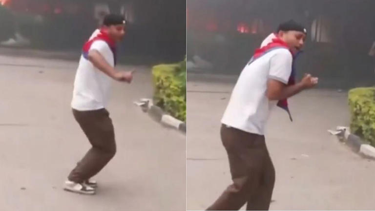 Nepal Gen Z Protest: Protestor Makes TikTok Dance Video Outside Burning ...
