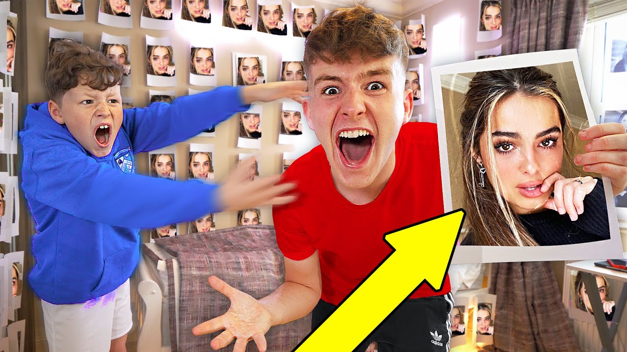 I filled my little brother's room with pictures of Addison Rae