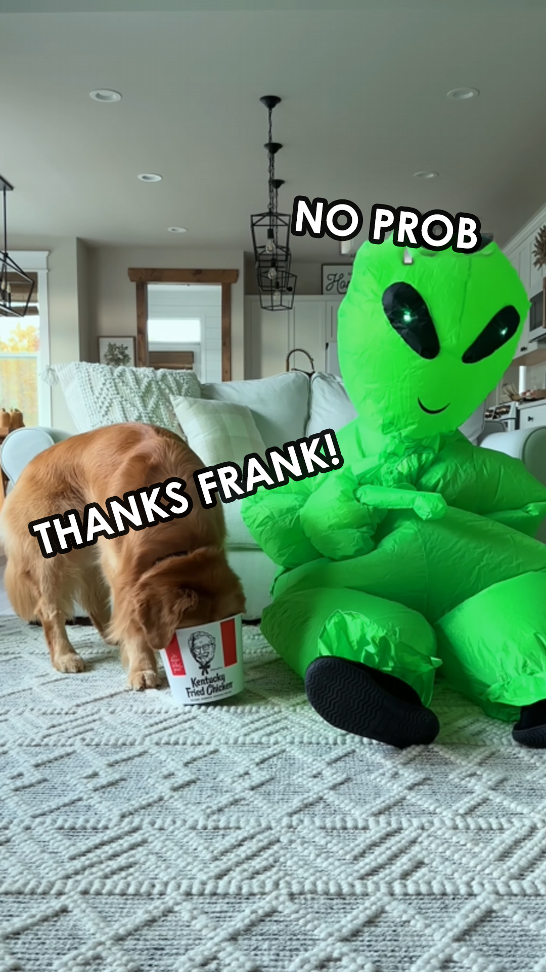 Dog and Alien Share a Snack