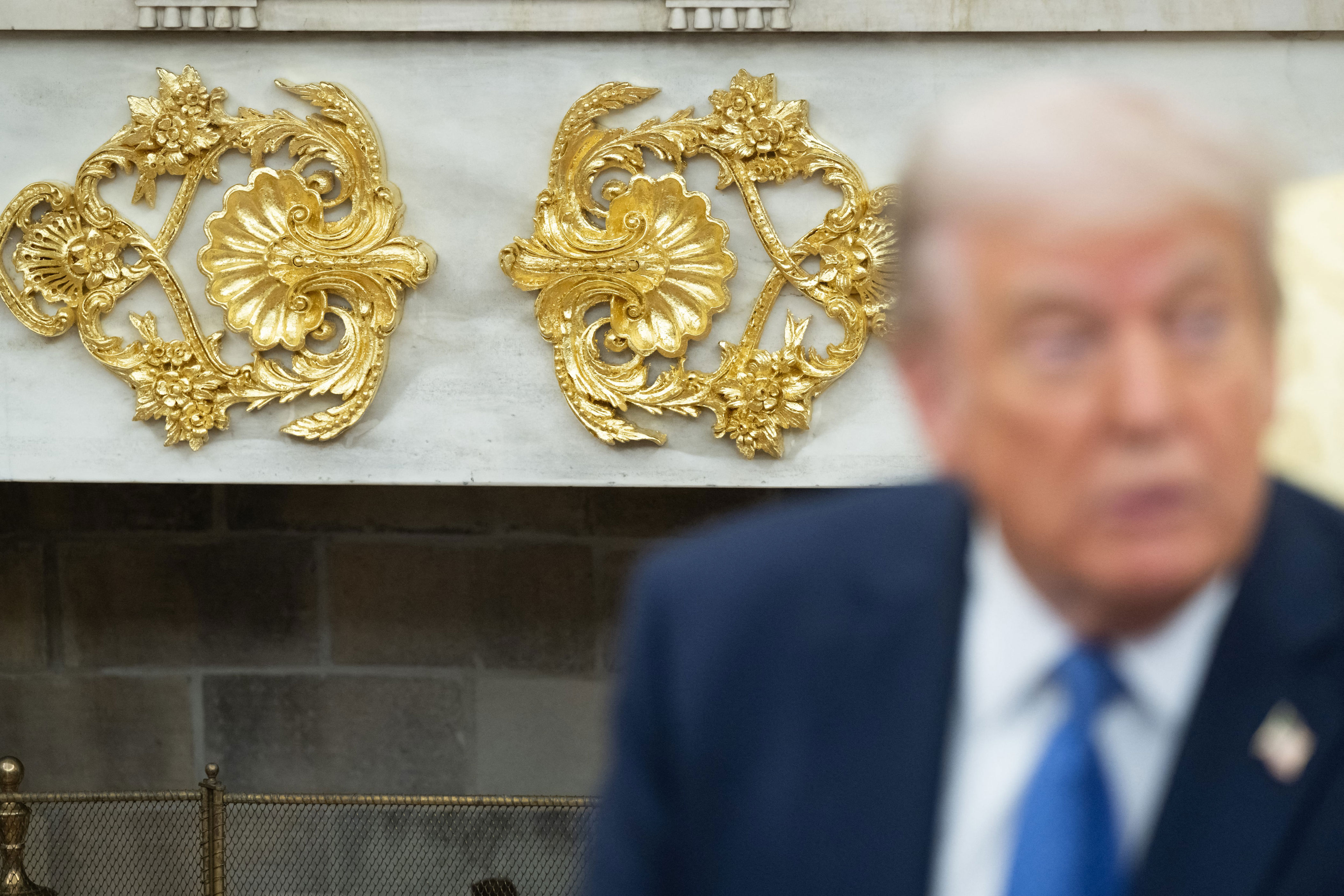 Trump Shows Off Gaudy Oval Office Makeover