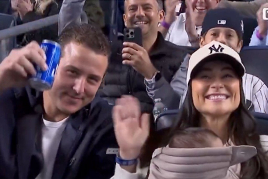 Anthony Rizzo chugs beer while taking in Yankees game with wife and ...