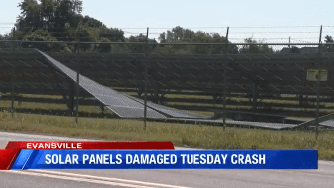 Solar panels owned by CenterPoint severely damaged by crash