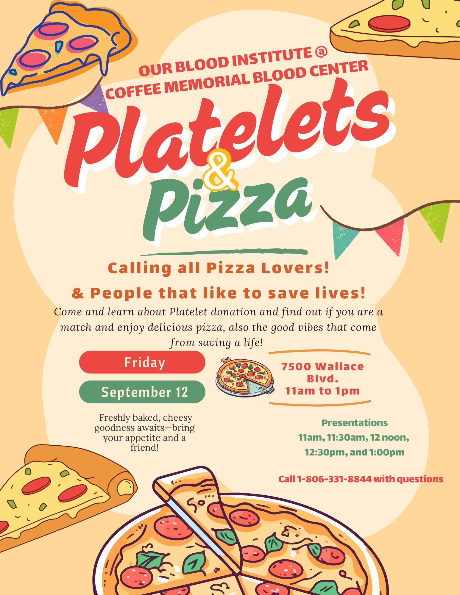Coffee Memorial Blood Center invites community to ‘Platelets & Pizza ...