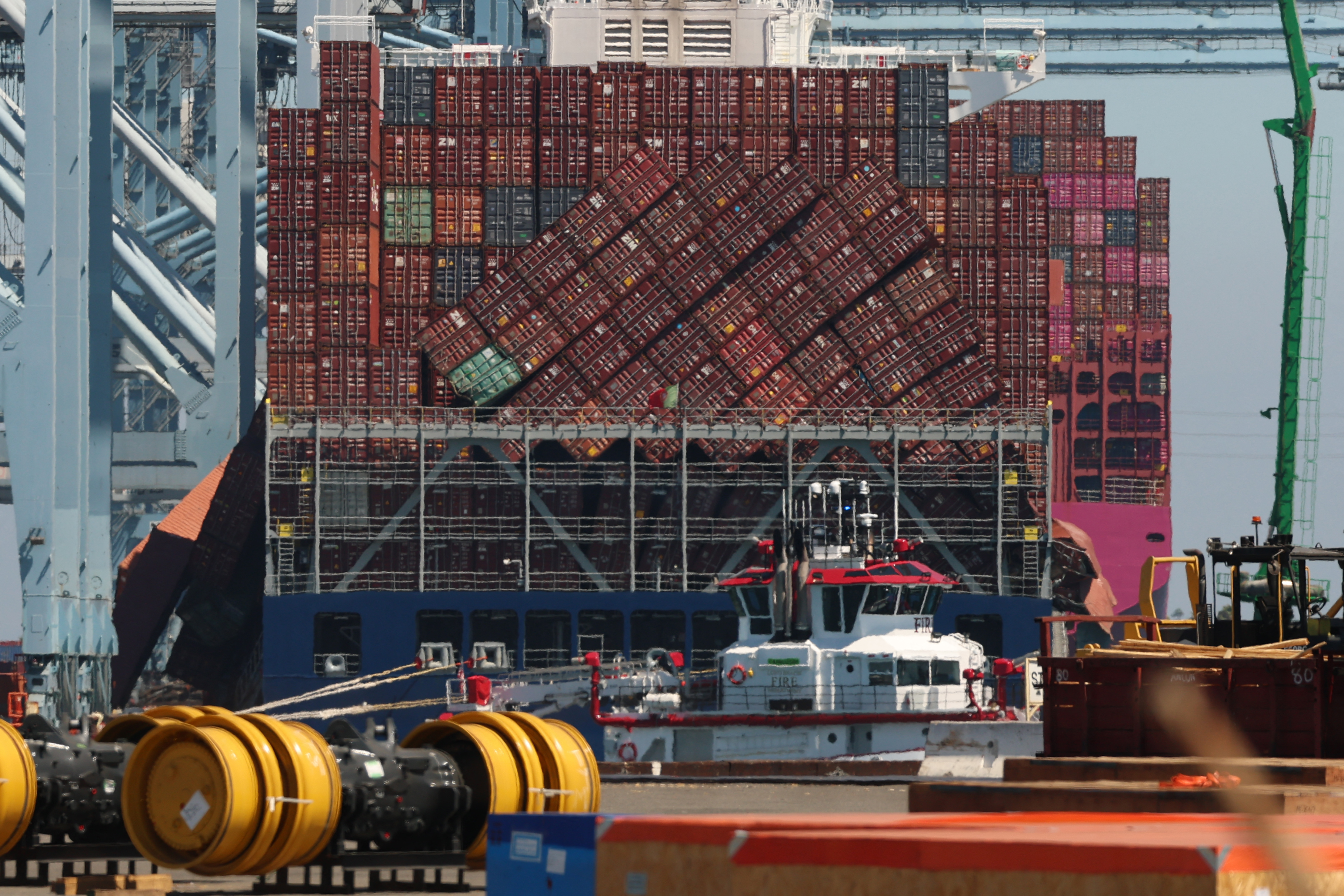Dozens of Containers Fall Off Cargo Vessel at Port of Long Beach