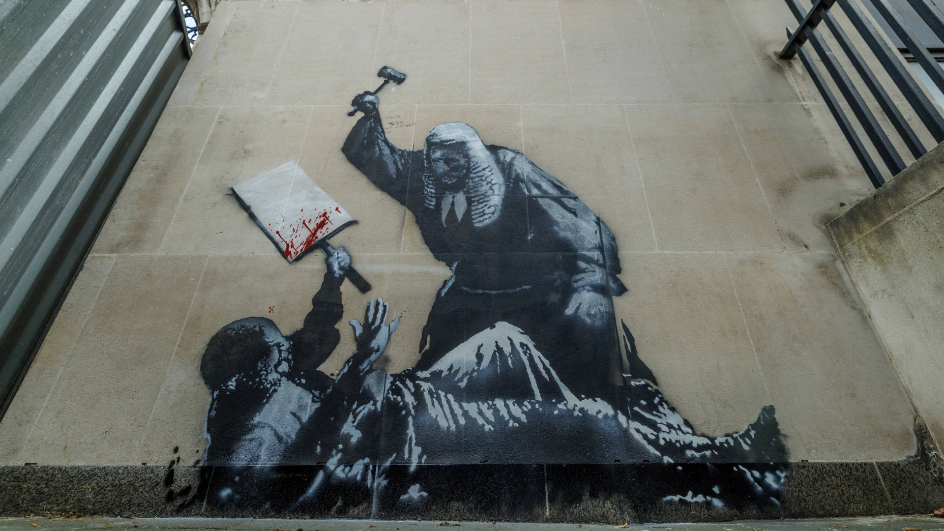 Banksy's Timely Mural of Judge Beating Protester With Gavel Removed ...