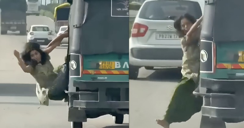 Watch: Woman clings to moving auto to escape robbers, netizens express concern over Punjab law ...