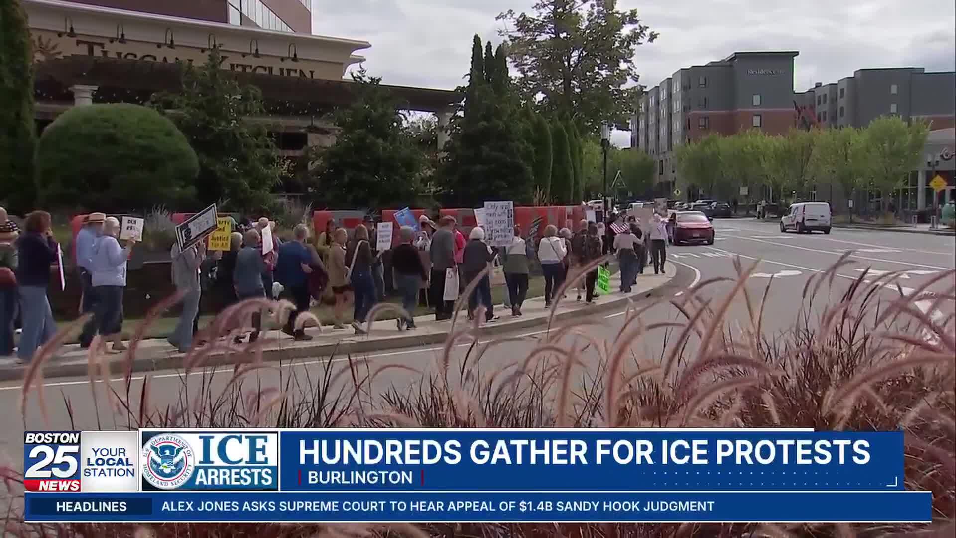Hundreds gather at ICE Field Office in Burlington for protests