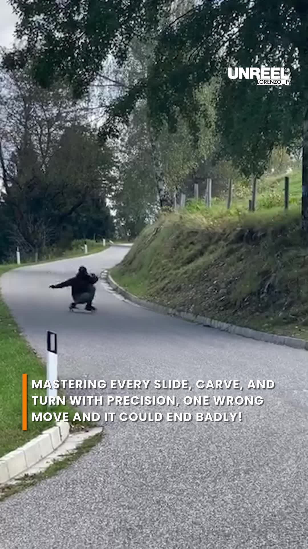 Thrilling longboard descent through scenic forest roads!