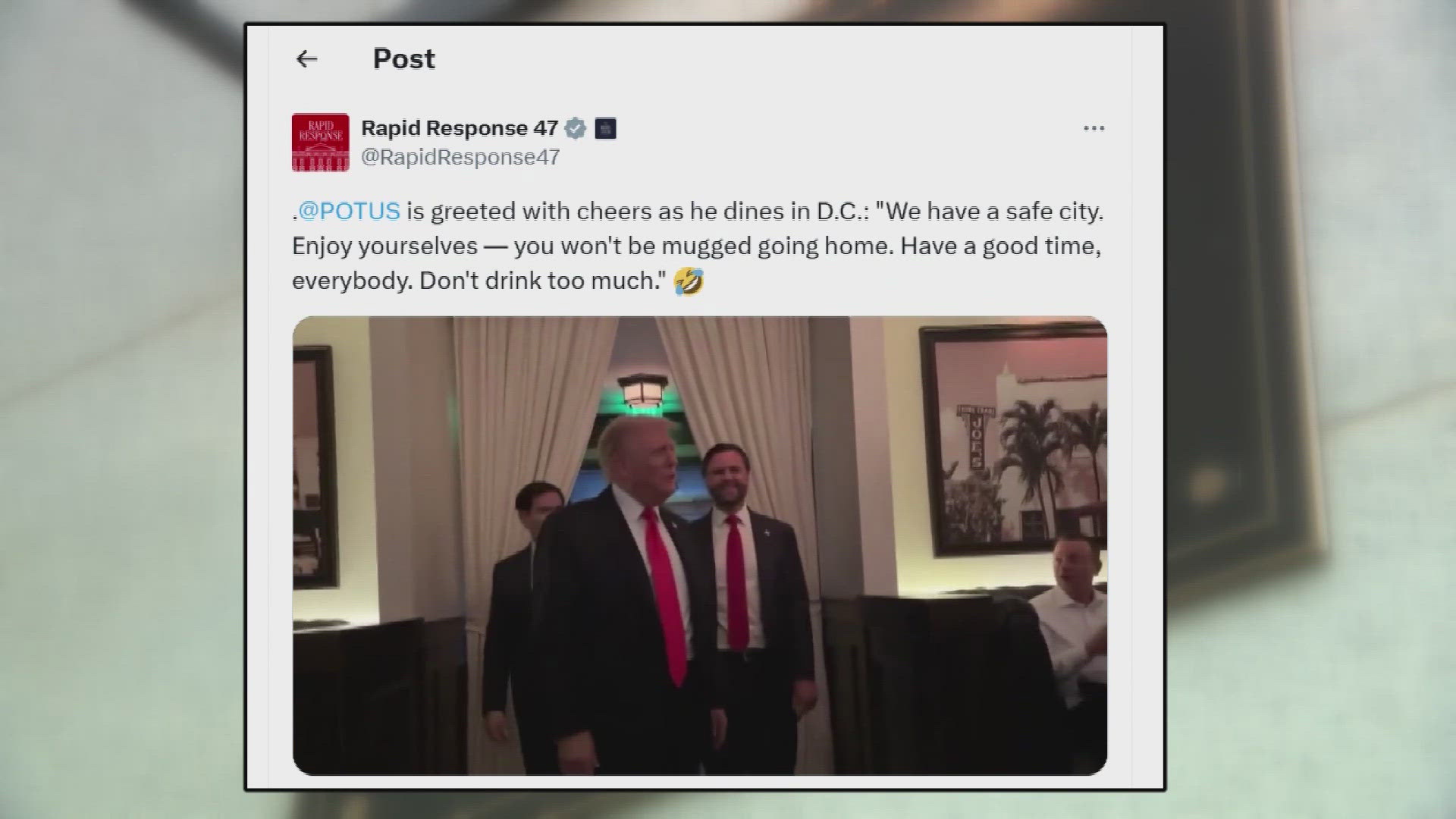 President Donald Trump ambushed while dining out