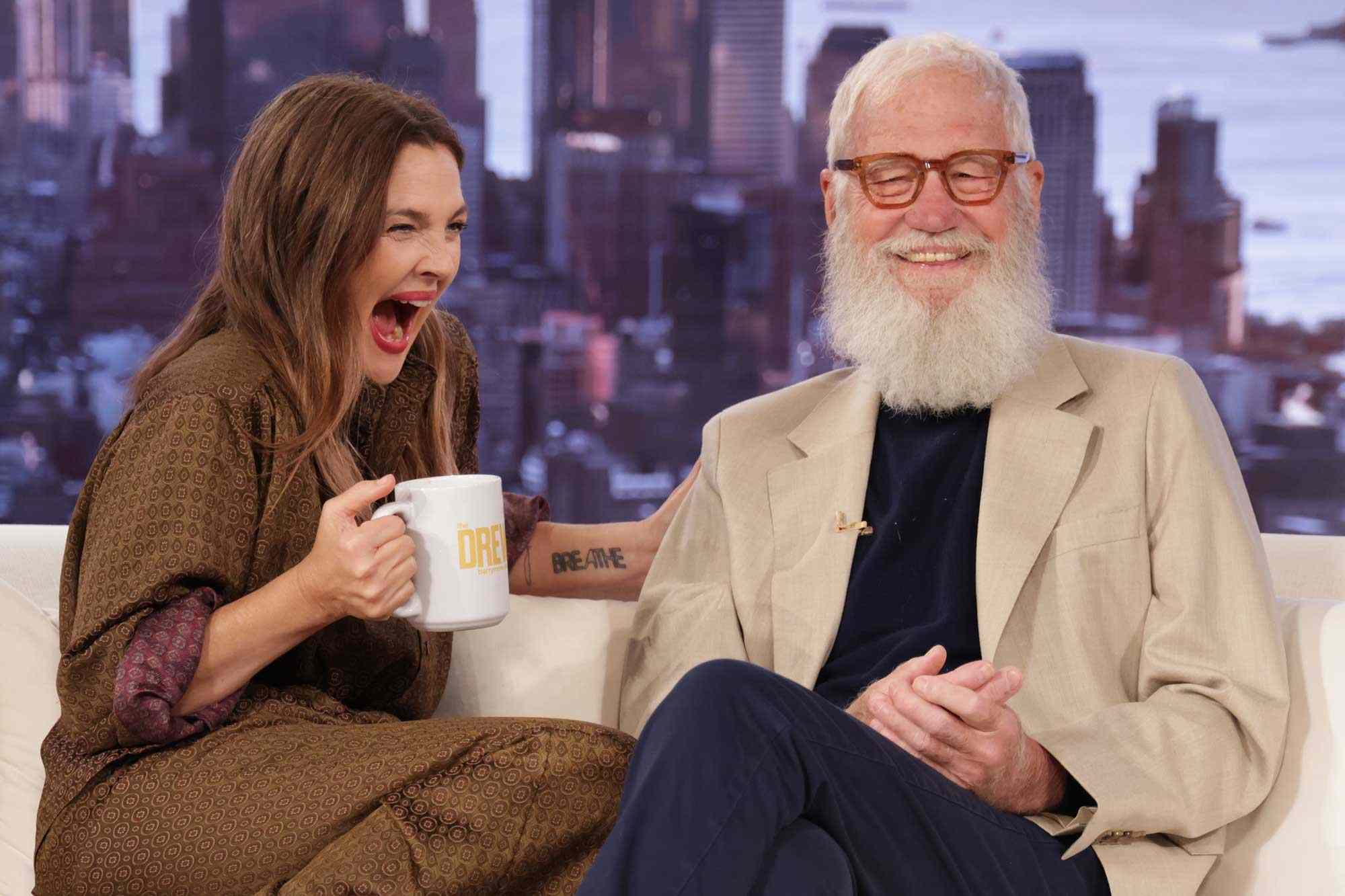 David Letterman reacts to Drew Barrymore recreating infamous desk dance ...