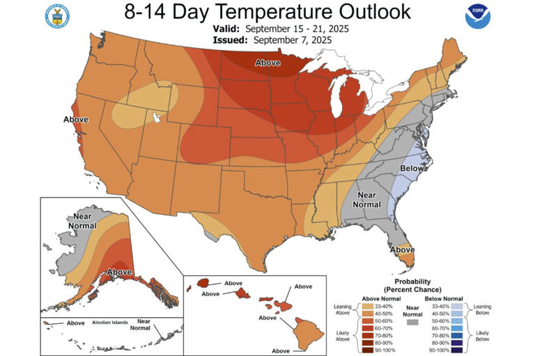 Map shows states expecting warmest temperatures next week