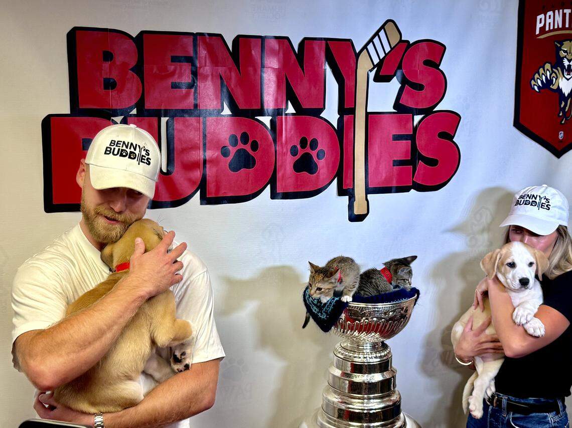 Panthers' Sam Bennett brings Stanley Cup to humane society, home of ‘Benny's Buddies'