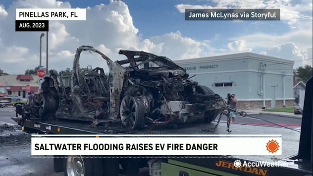 Lithium battery and EV fire risks during hurricane flooding