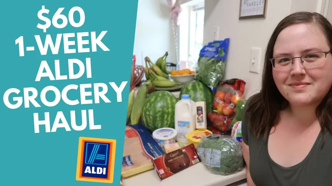 $60 1-week frugal Aldi grocery haul and meal plan