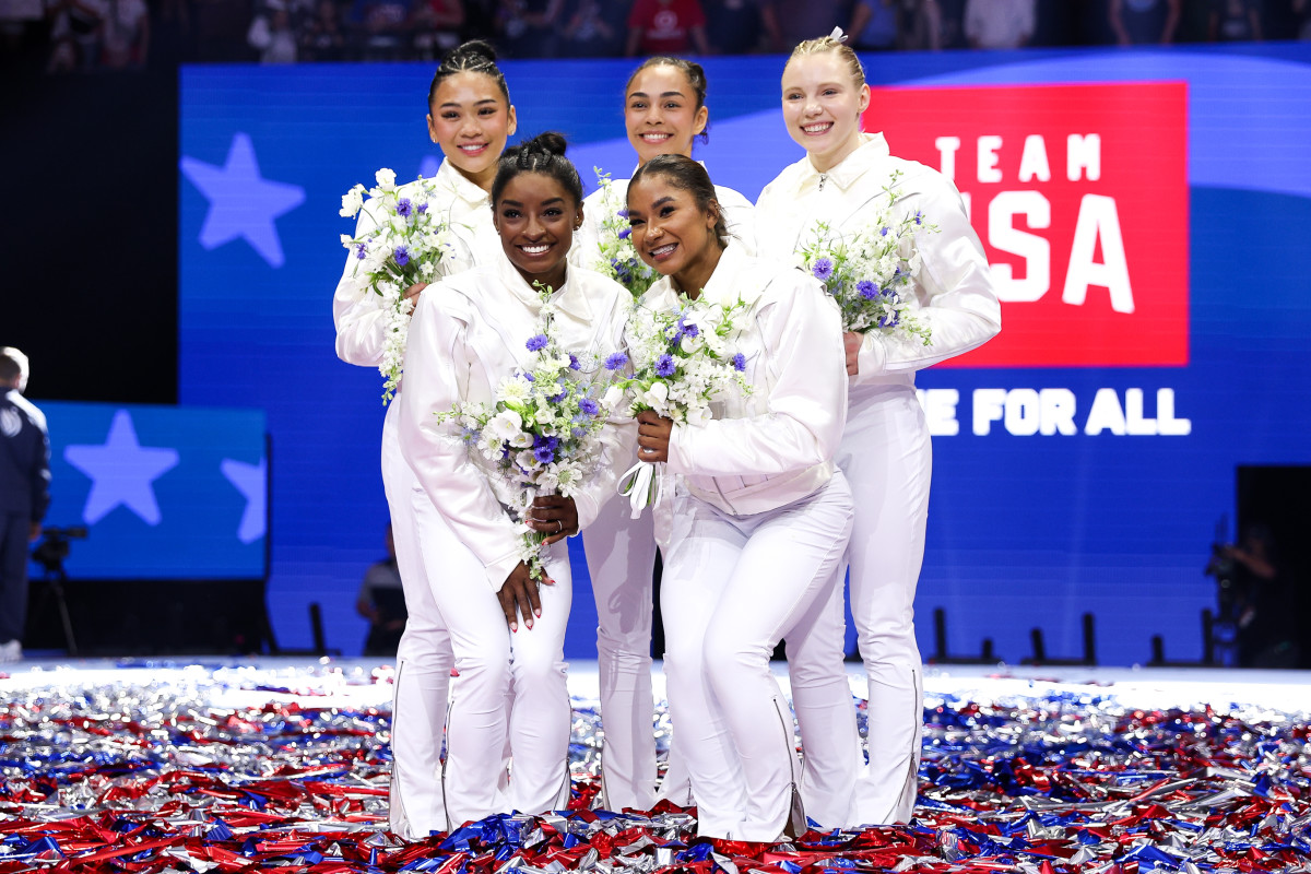 Simone Biles, Jordan Chiles and Suni Lee Stun in Elegant Outfits at ...