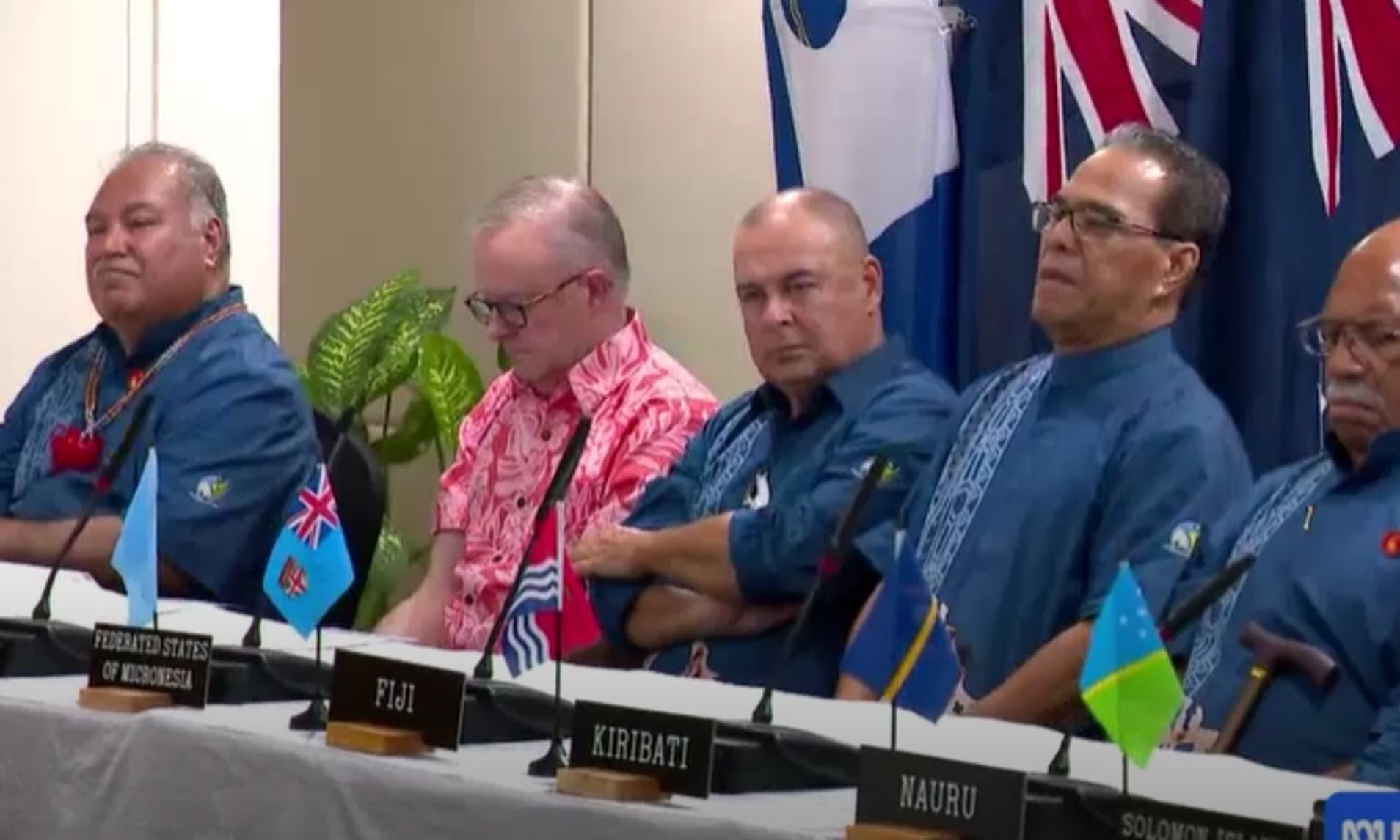 Anthony Albanese is forced to leave press conference to change his shirt due to embarrassing ...