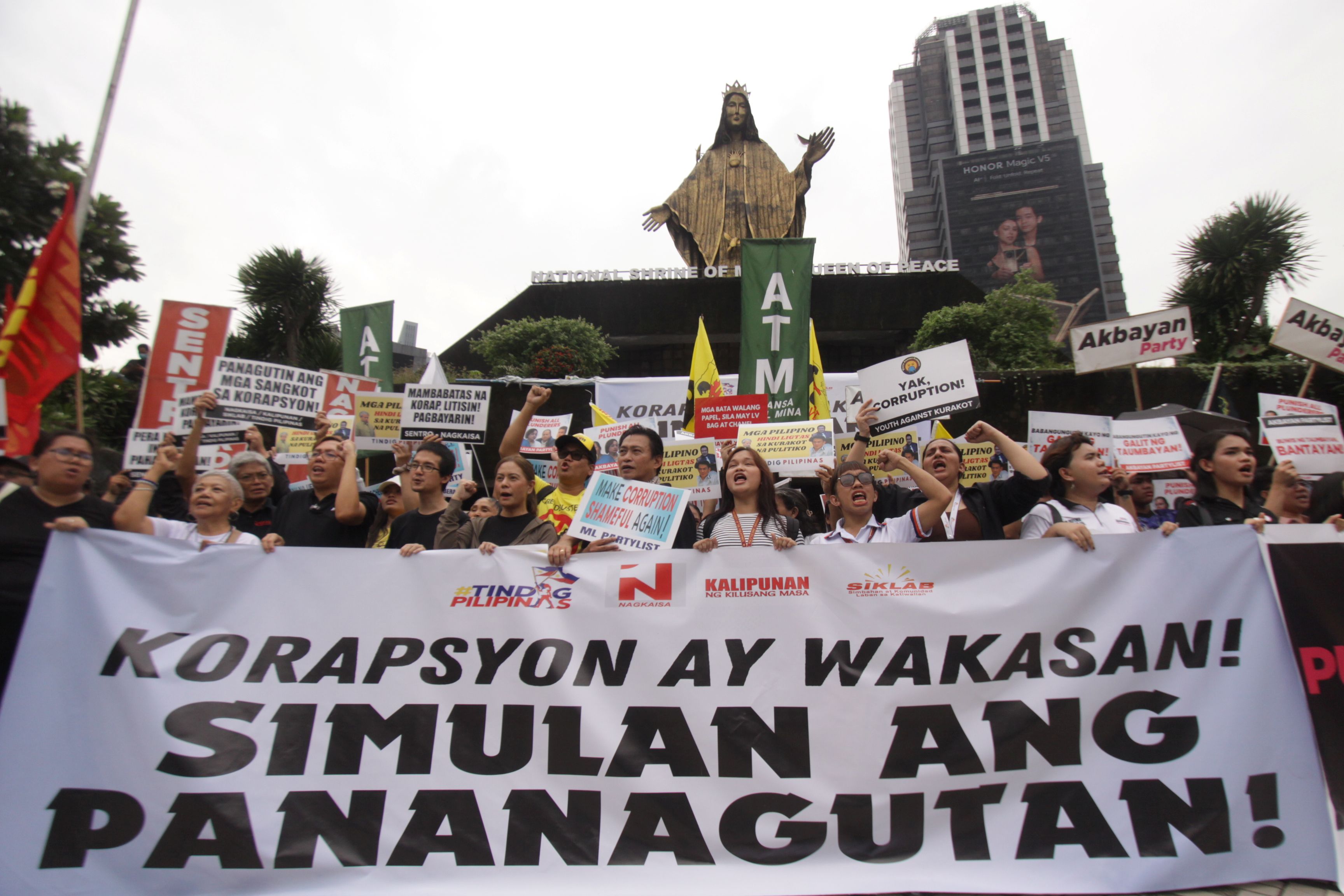 Groups gather at EDSA Shrine vs anomalous flood control projects