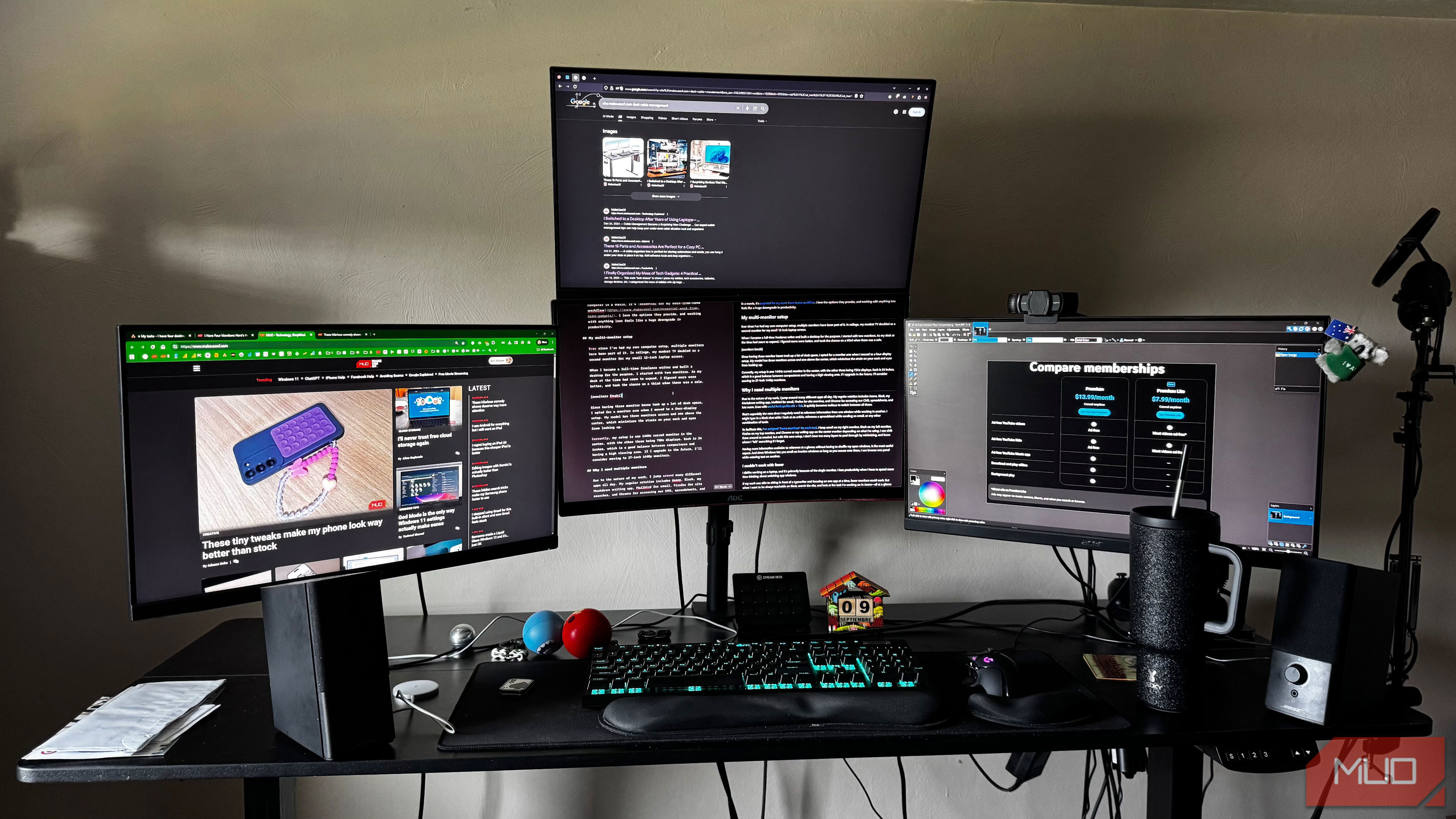 I have four desktop monitors and honestly can’t imagine working with fewer