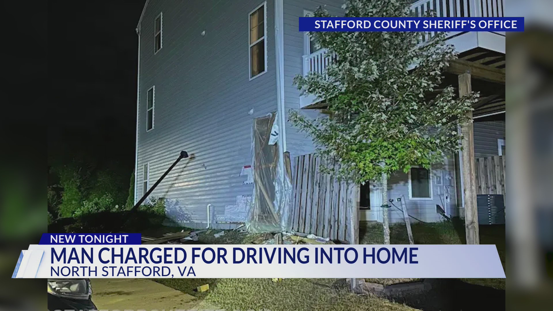 Man drives into parked car, occupied home while intoxicated, Stafford ...