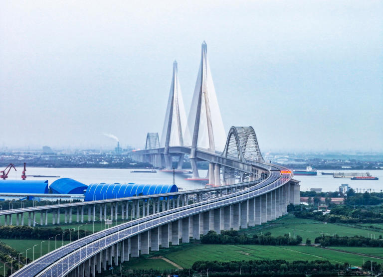 China launches record-smashing cable-stayed mega bridge over Yangtze River