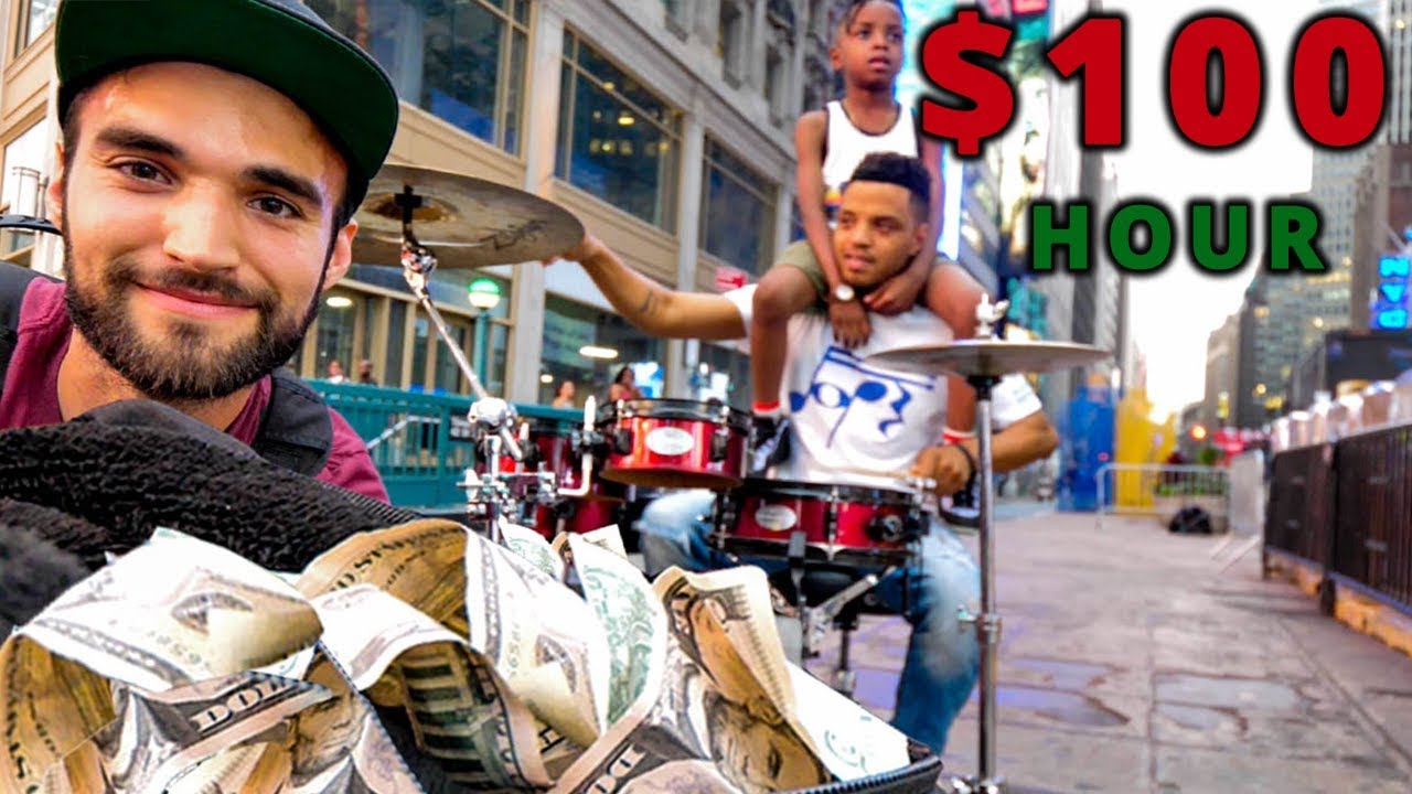 Day in the life of a street drummer in NYC (he makes $100/hour)!