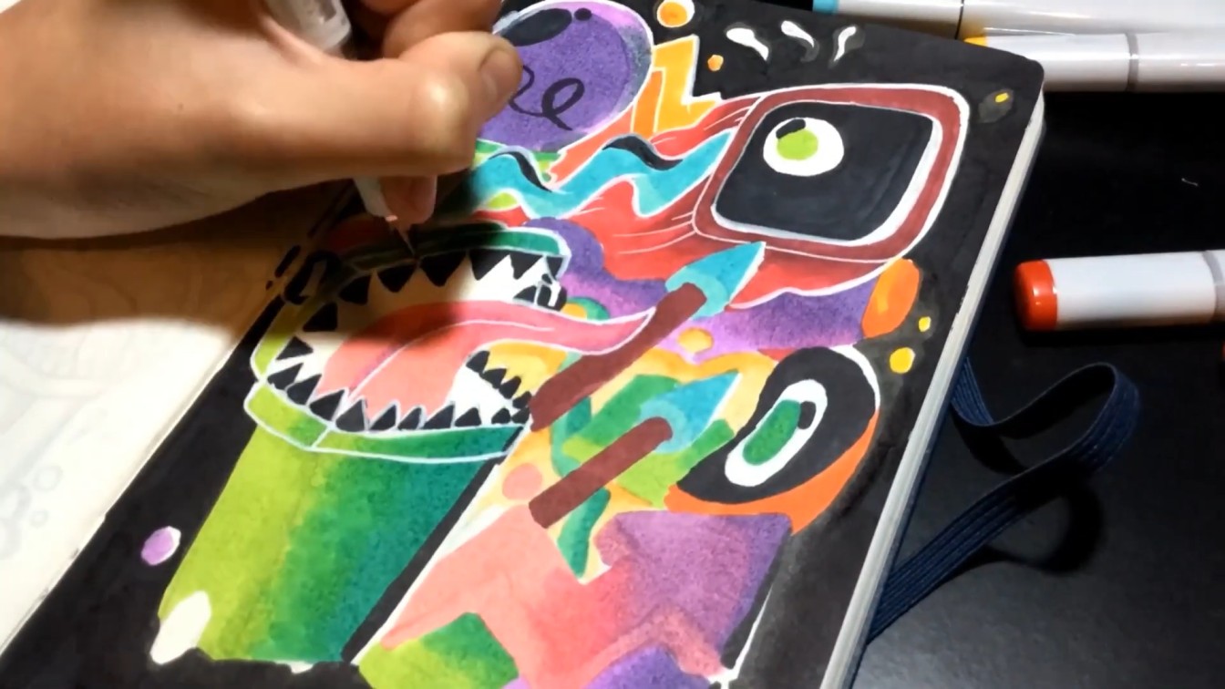 Inverted Doodle Art Challenge with Markers